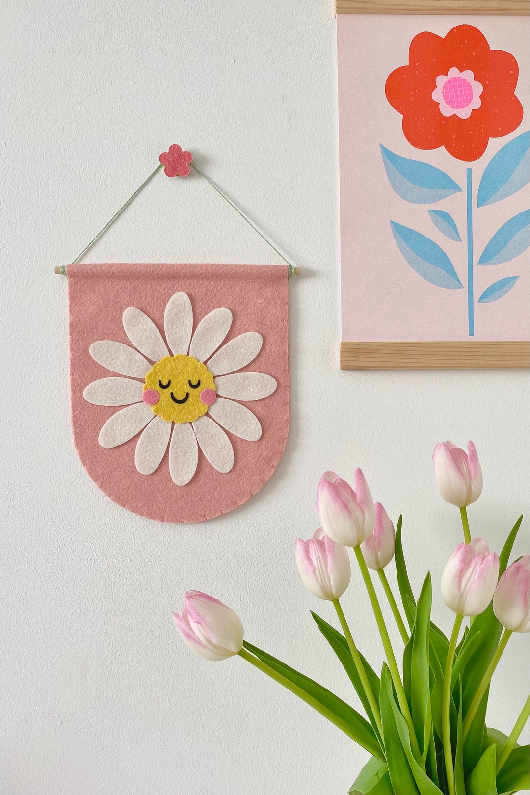 Daisy Happy Flower Felt Pennant Nursery Banner - Etsy