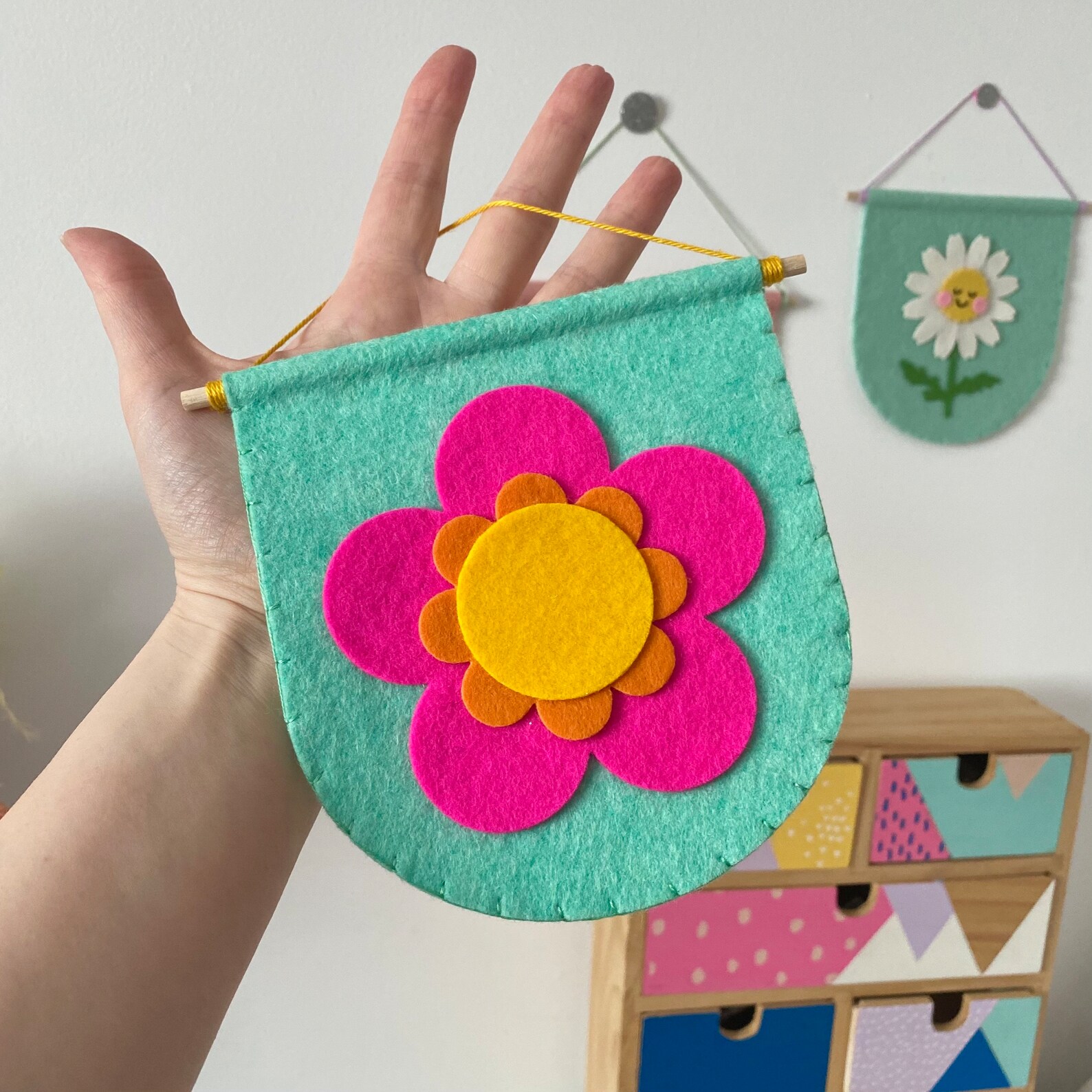 Retro Flower Felt Pennant Banner Colourful Wall Decor - Etsy