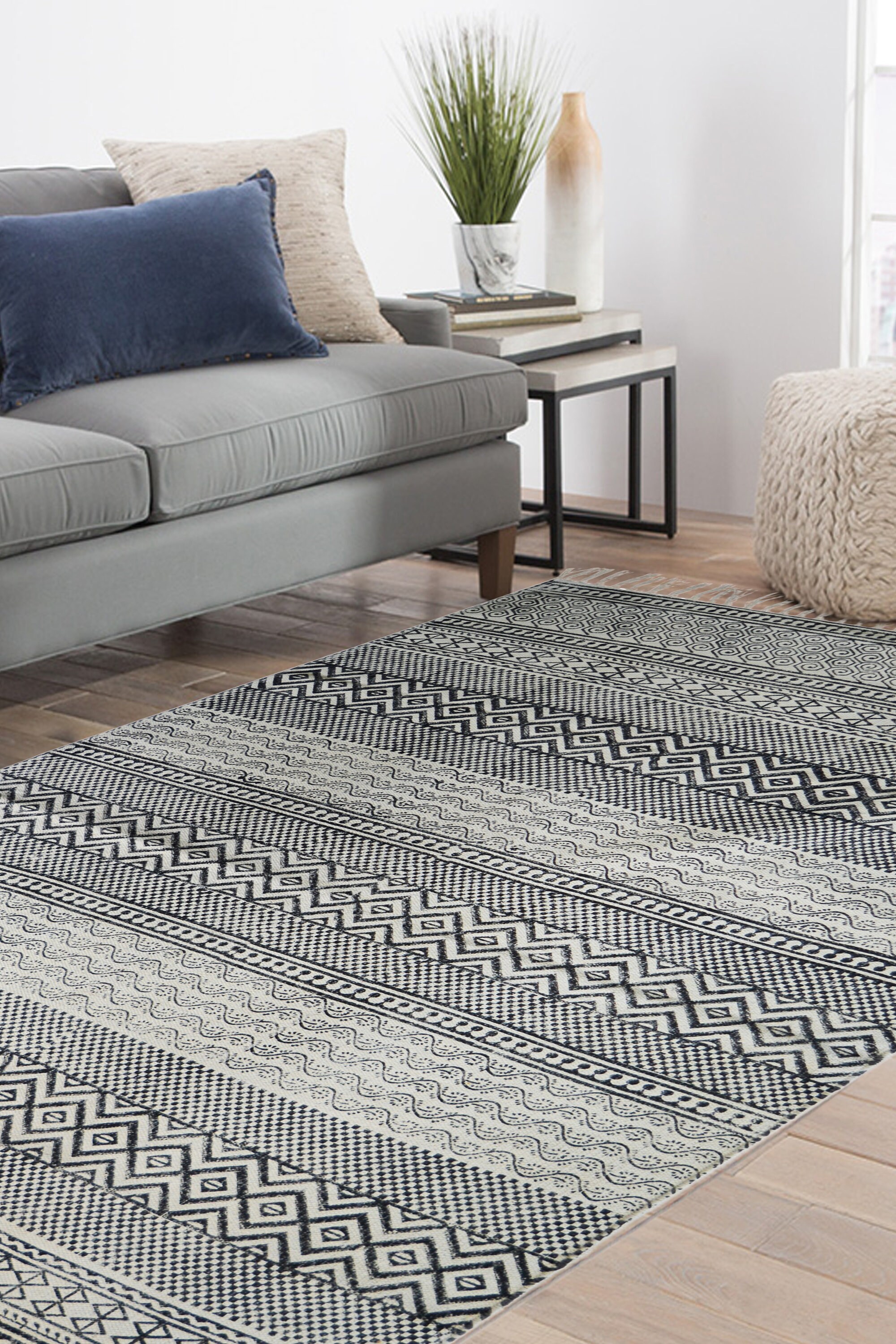 4X6 FEET Cotton Rug Block Printed Rug Carpet Area Rug Etsy
