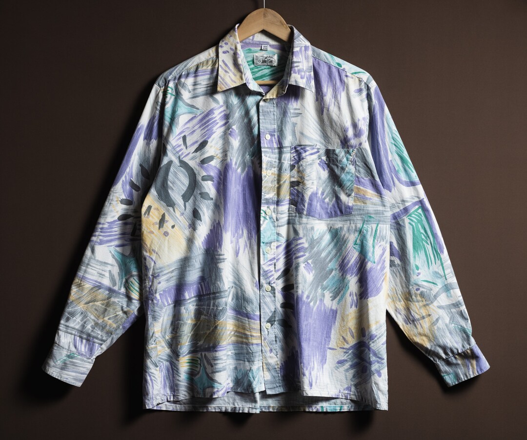 80s Vintage Oldschool Pattern Men Shirt. Vintage Mens Abstract Pattern ...