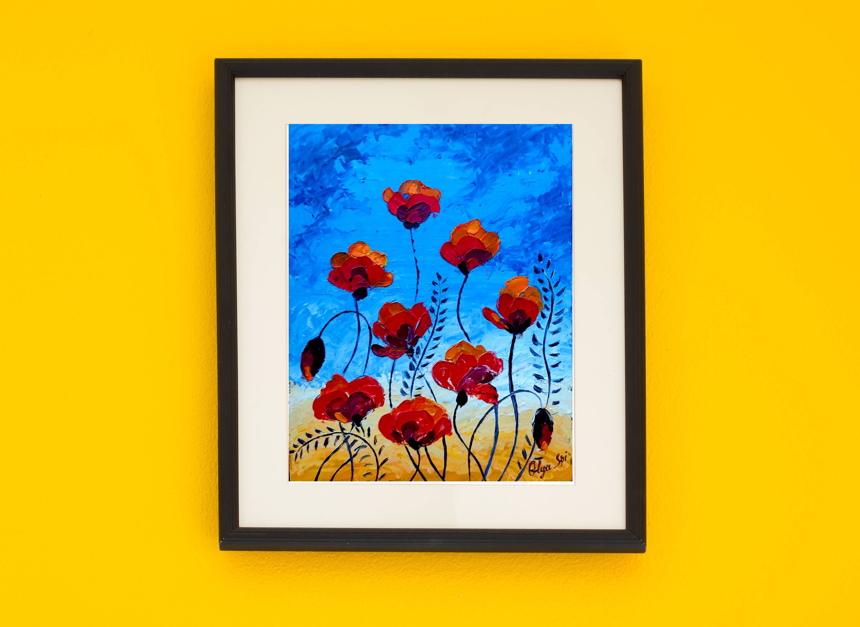 Poppy Handcrafted Ukrainian Field Painting Art From Ukraine – Authentic ...