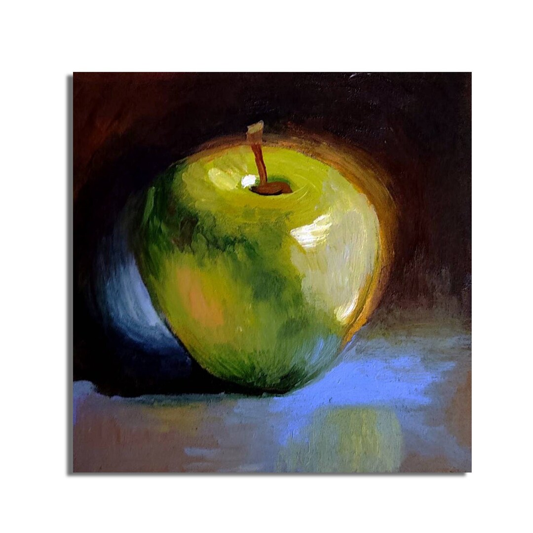 Apple Painting Original Art Beautiful Bright Handmade Oil Painting of ...