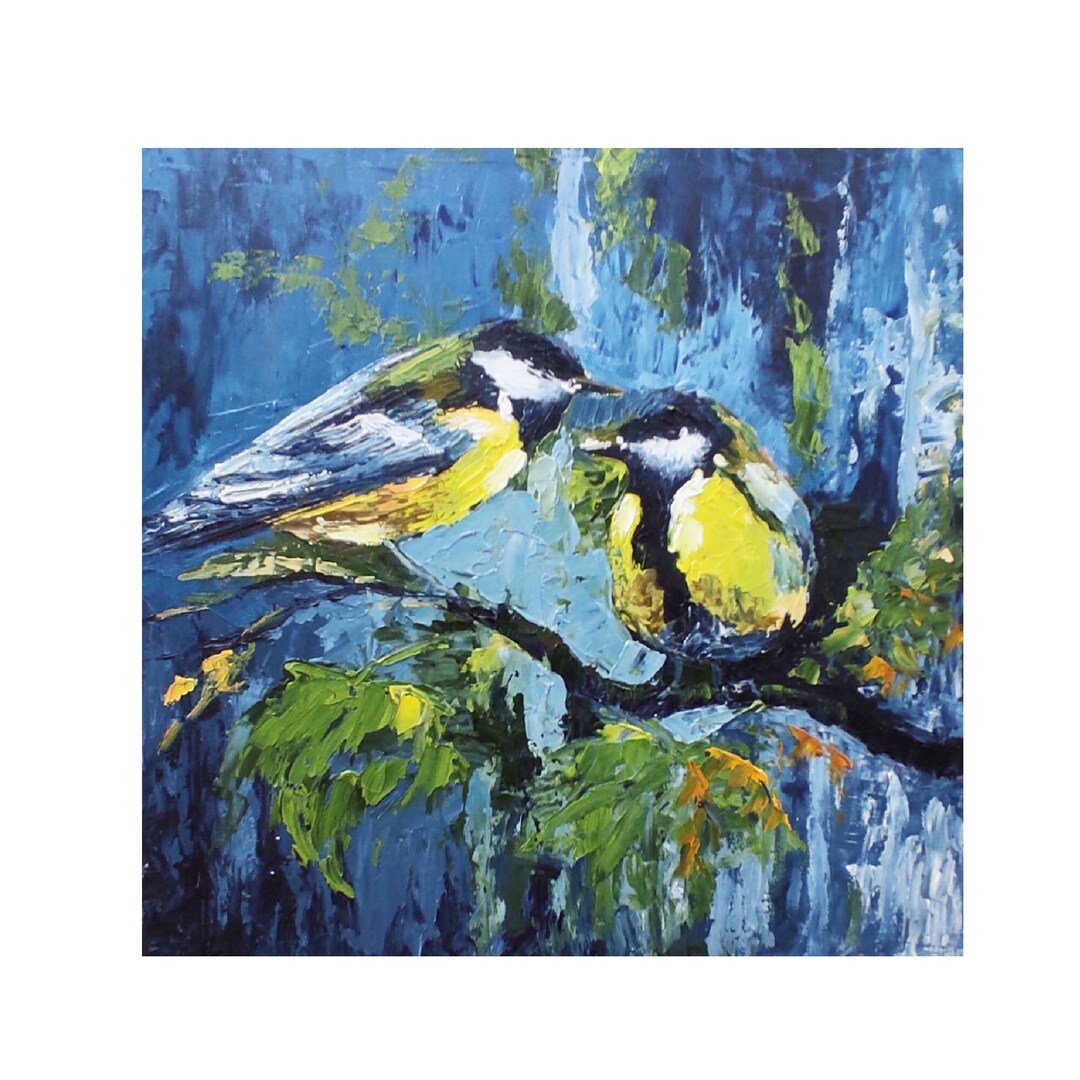 Chickadee Oil Painting: Original Palette Knife Bird Art (10x10) - Etsy