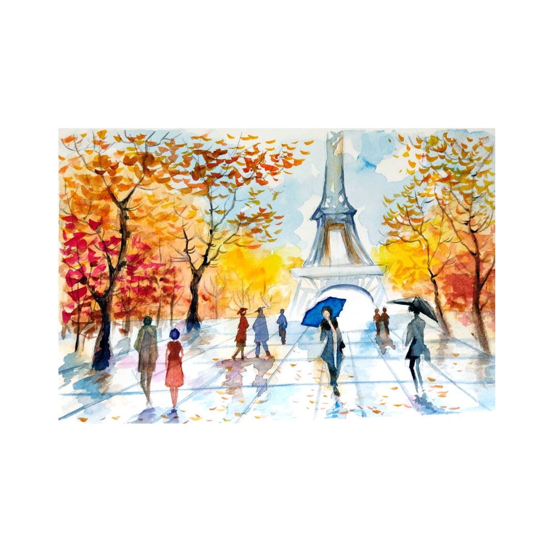 Eiffel Tower Painting Captivating Autumn Landscape in Paris Genuine ...