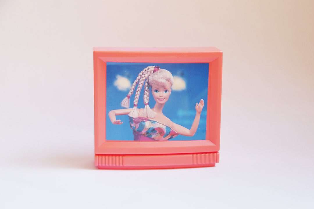 1991 Barbie Pink Big Screen TV. 1990s Vintage Arco Mattel Television ...