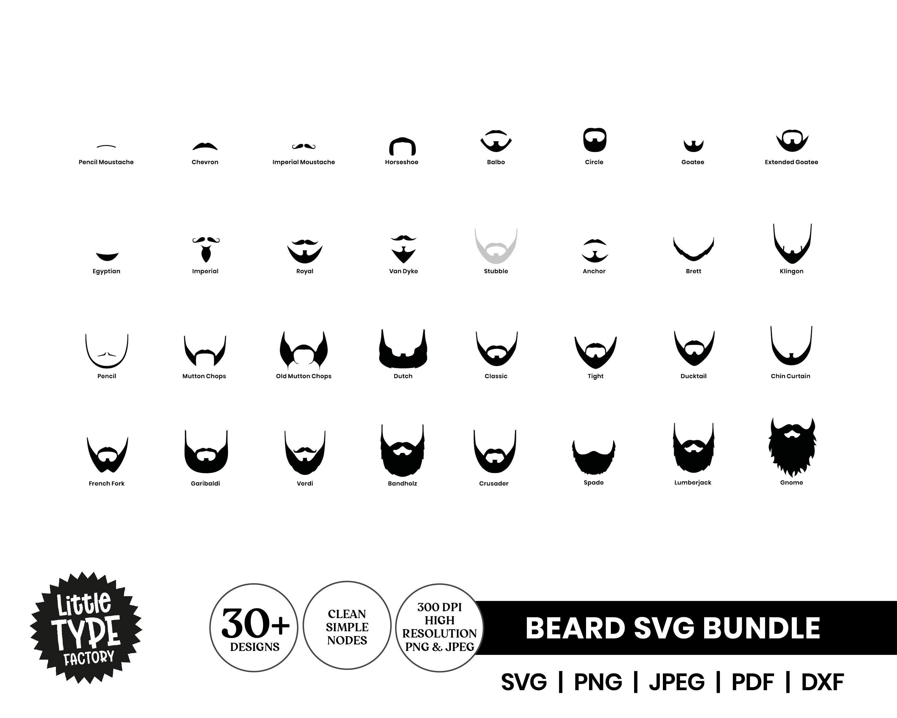 Beard SVG Bundle | Beard PNG Clipart Set - Etsy