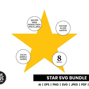 Yellow Star SVG Bundle: Star Icons, Clipart (digital Files) - Etsy