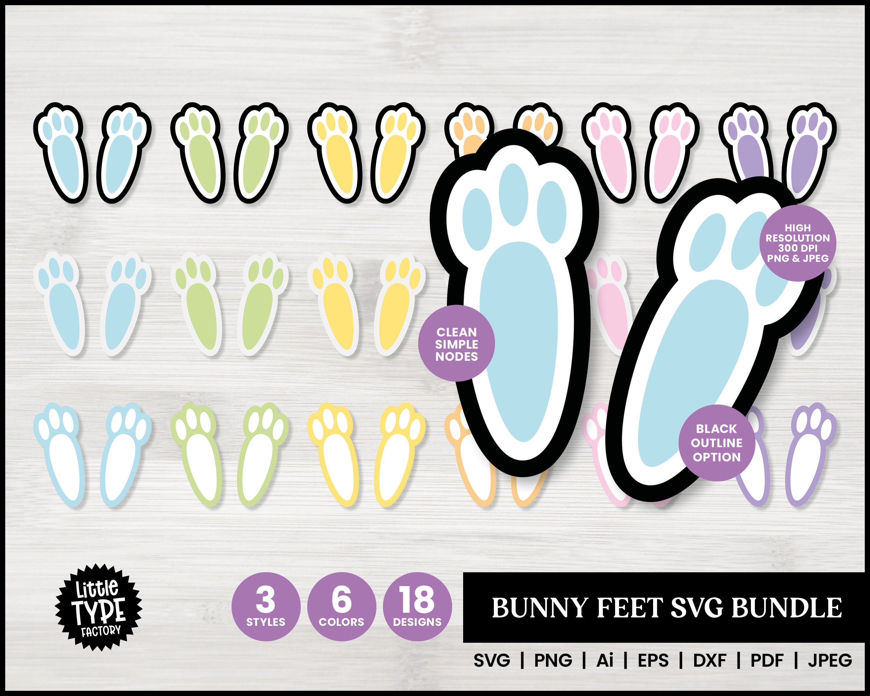 BUNNY FEET SVG Bundle - Etsy