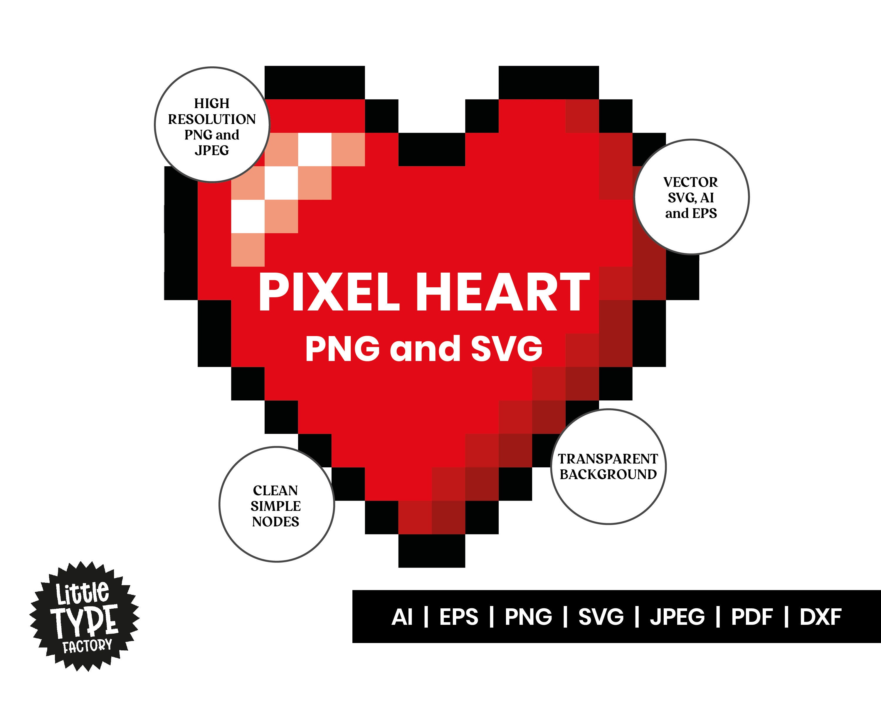 Pixel Heart PNG Clipart Heart Pixel Art SVG - Etsy