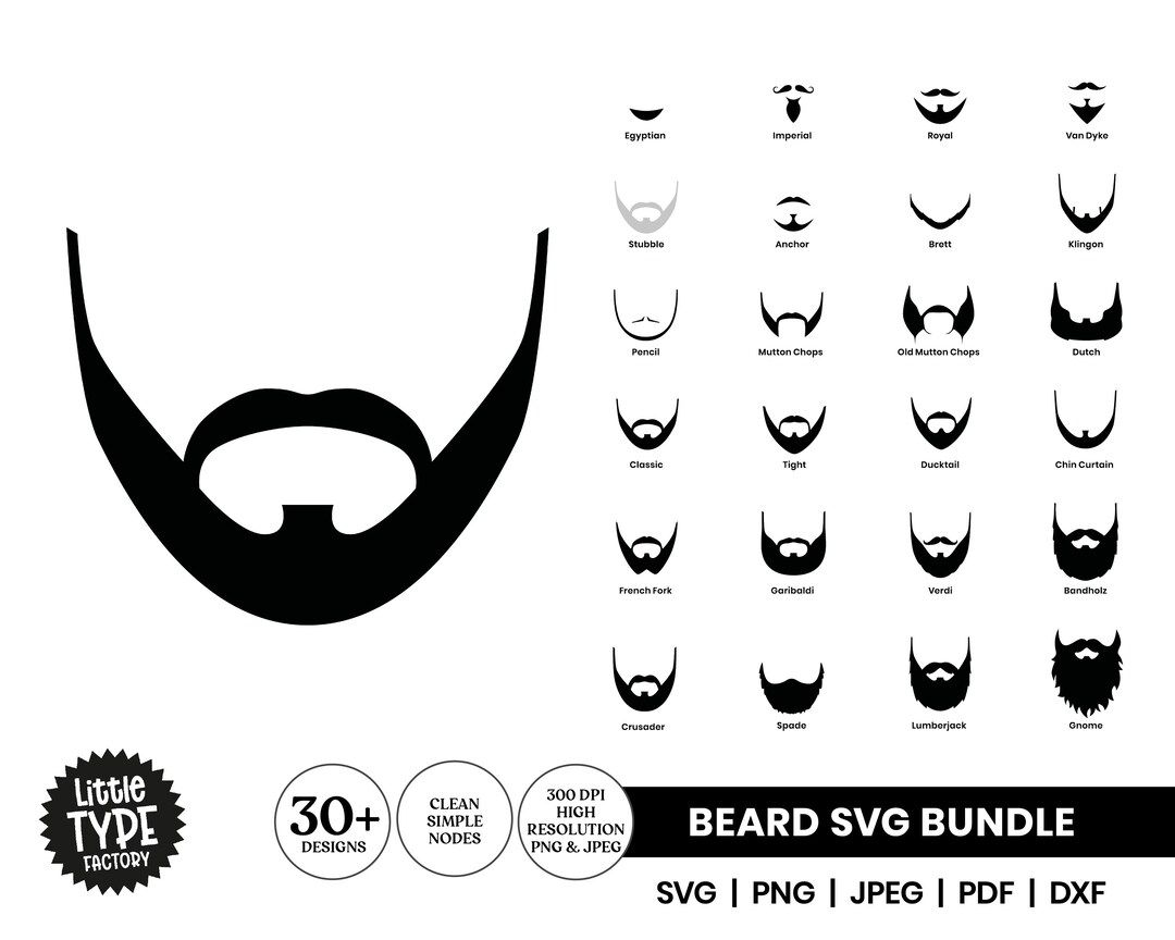 Beard SVG Bundle Beard PNG Clipart Set - Etsy
