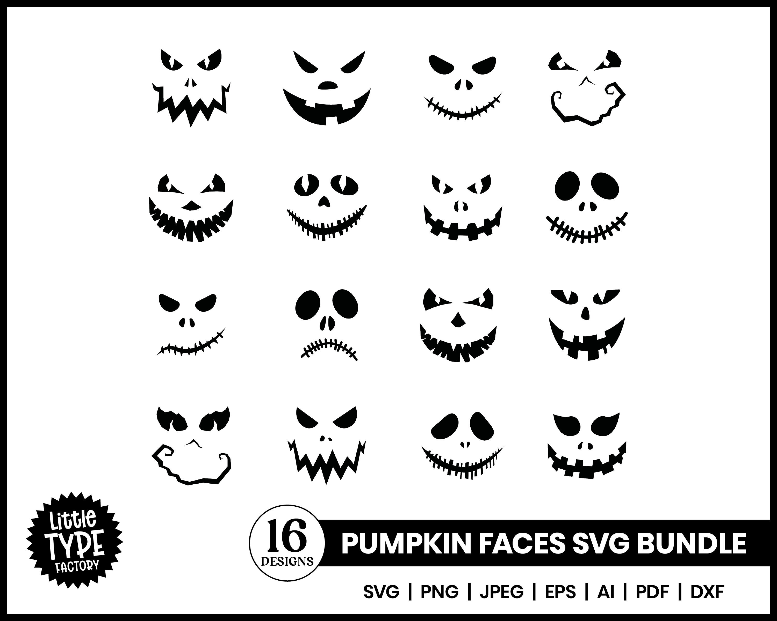 Pumpkin Face SVG Clipart Set Halloween Pumpkin PNG Bundle - Etsy