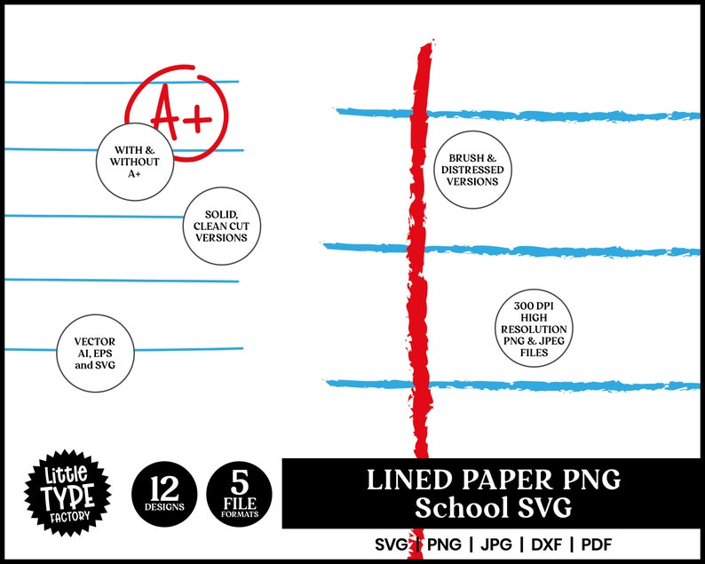 Lined Paper PNG School SVG - Etsy
