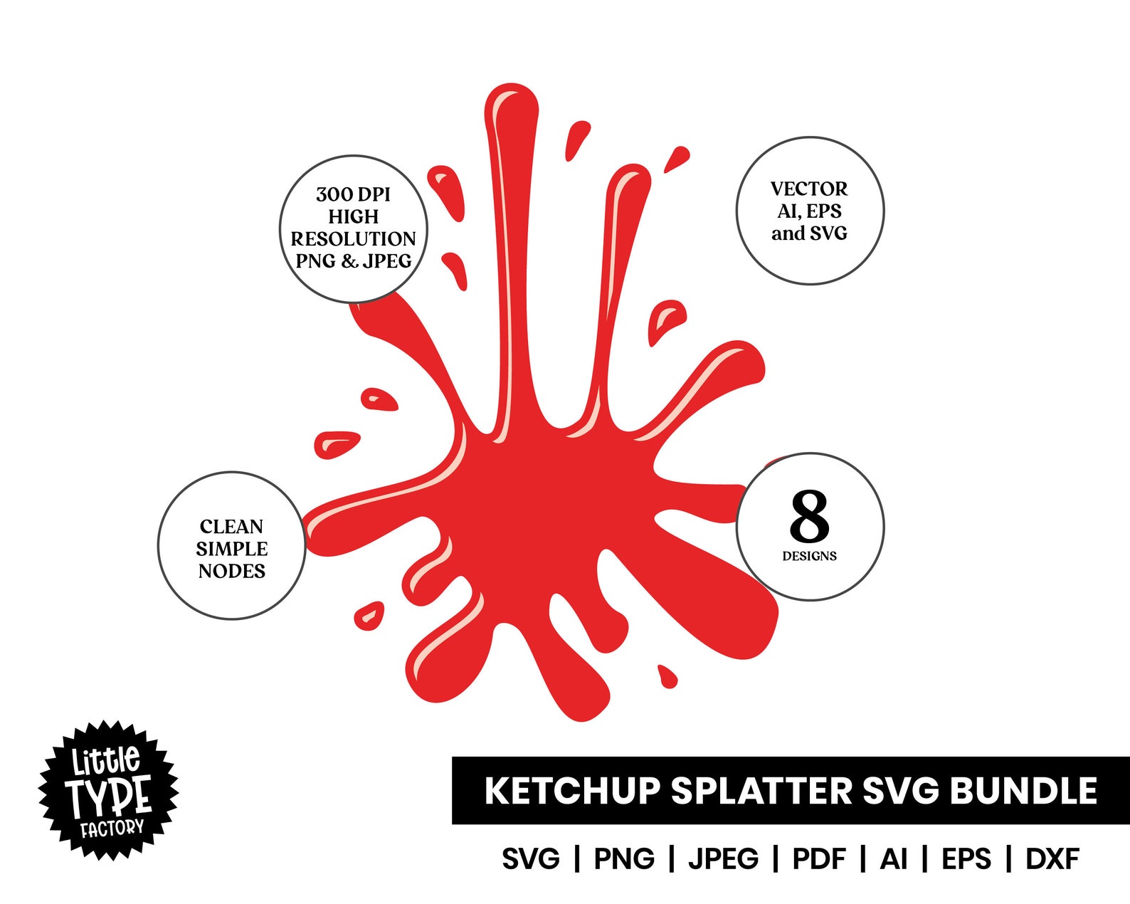 KETCHUP SPLATTER SVG Bundle - Etsy