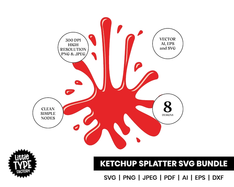 KETCHUP SPLATTER SVG Bundle - Etsy