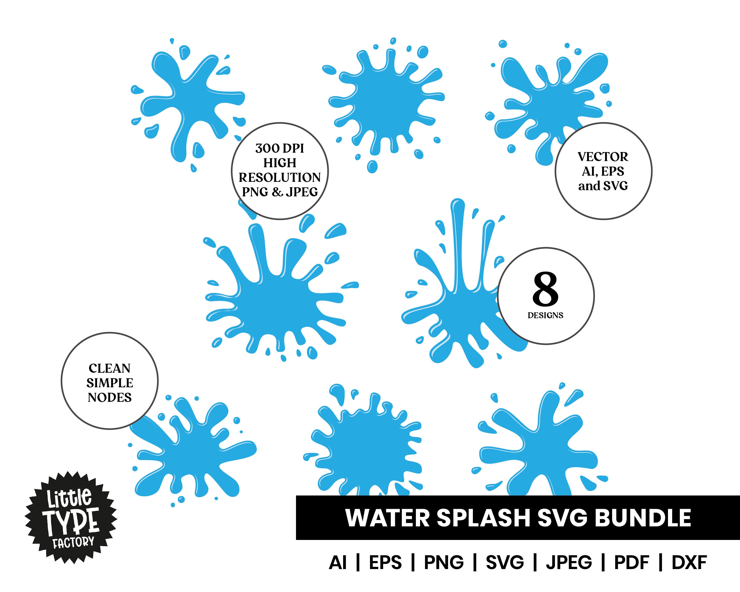 Water Splash SVG Clipart Set Splash PNG Bundle - Etsy