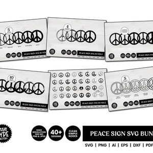 PEACE SIGN SVG Bundle | Peace Clipart Pngs - Etsy