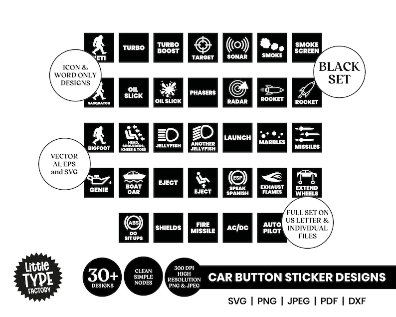 Funny Car Button Decals: 30+ Designs SVG PNG (digital Files) - Etsy