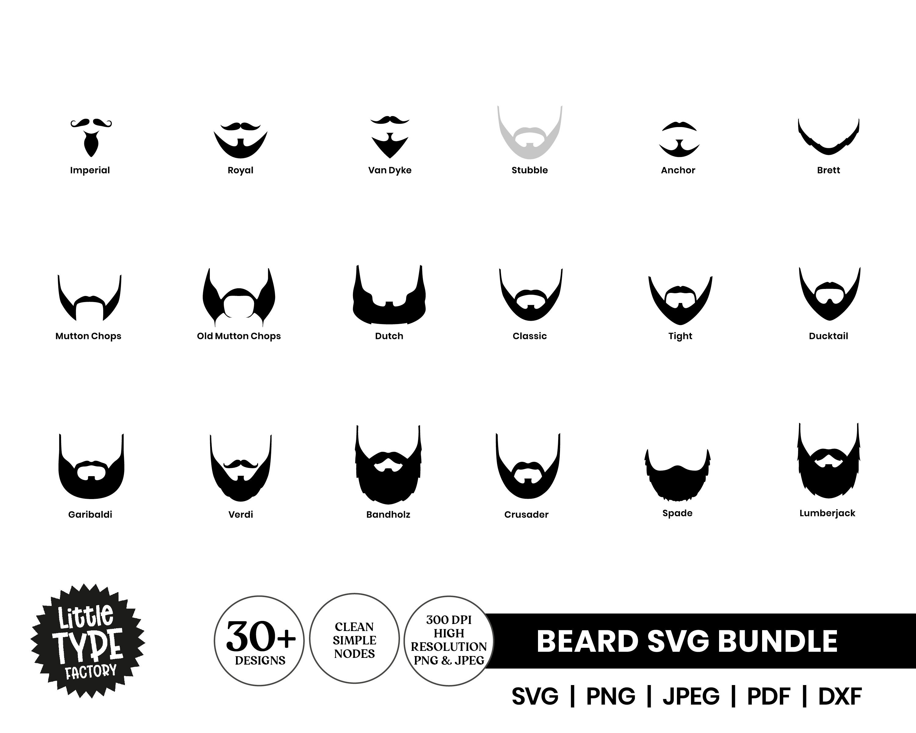 Beard SVG Bundle | Beard PNG Clipart Set - Etsy