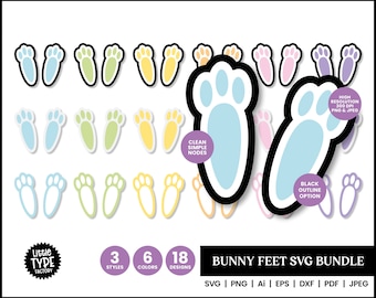 Bunny Feet SVG, Feet Svg, Bunny Svg, Cut File for Cricut, Dxf File for ...