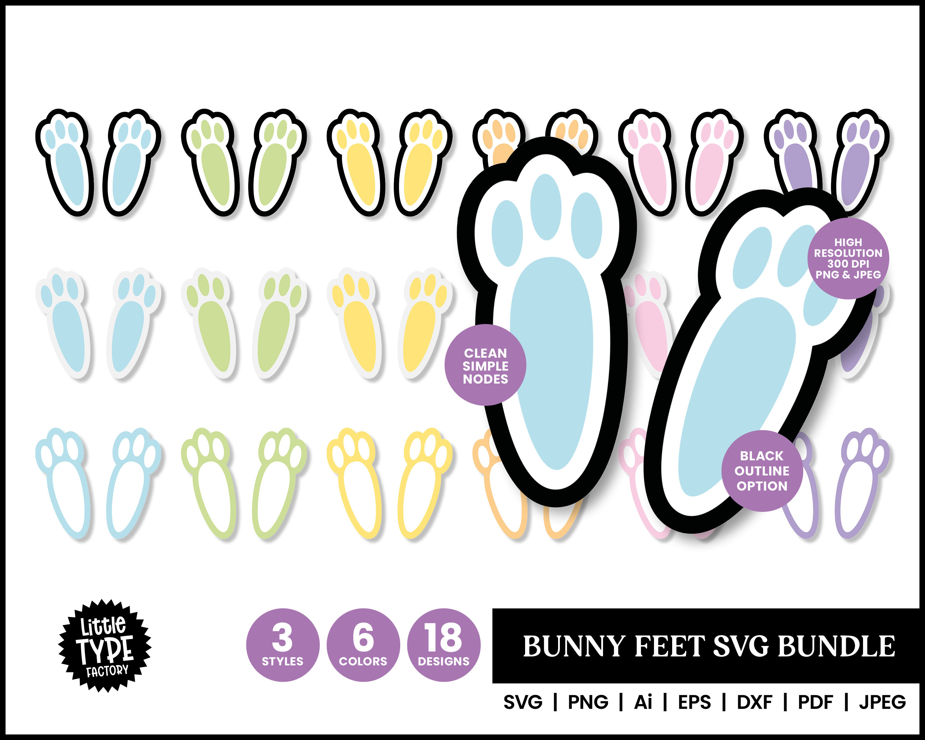 BUNNY FEET SVG Bundle - Etsy