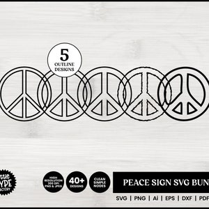 PEACE SIGN SVG Bundle | Peace Clipart Pngs - Etsy