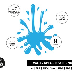 Water Splash SVG Clipart Set | Splash PNG Bundle - Etsy