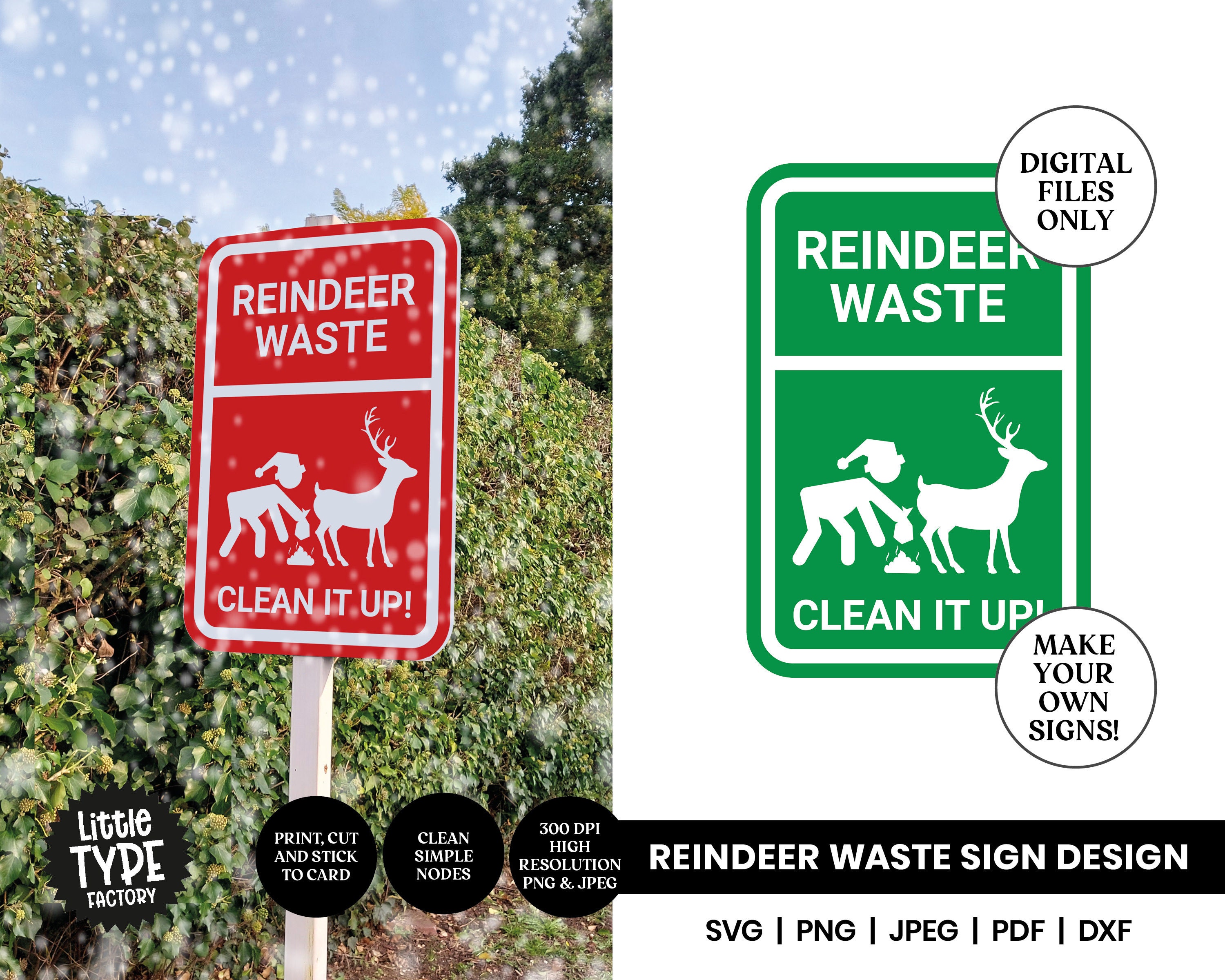 Reindeer Poop-a-scoop Sign SVG & PNG CLIPART Design - Etsy