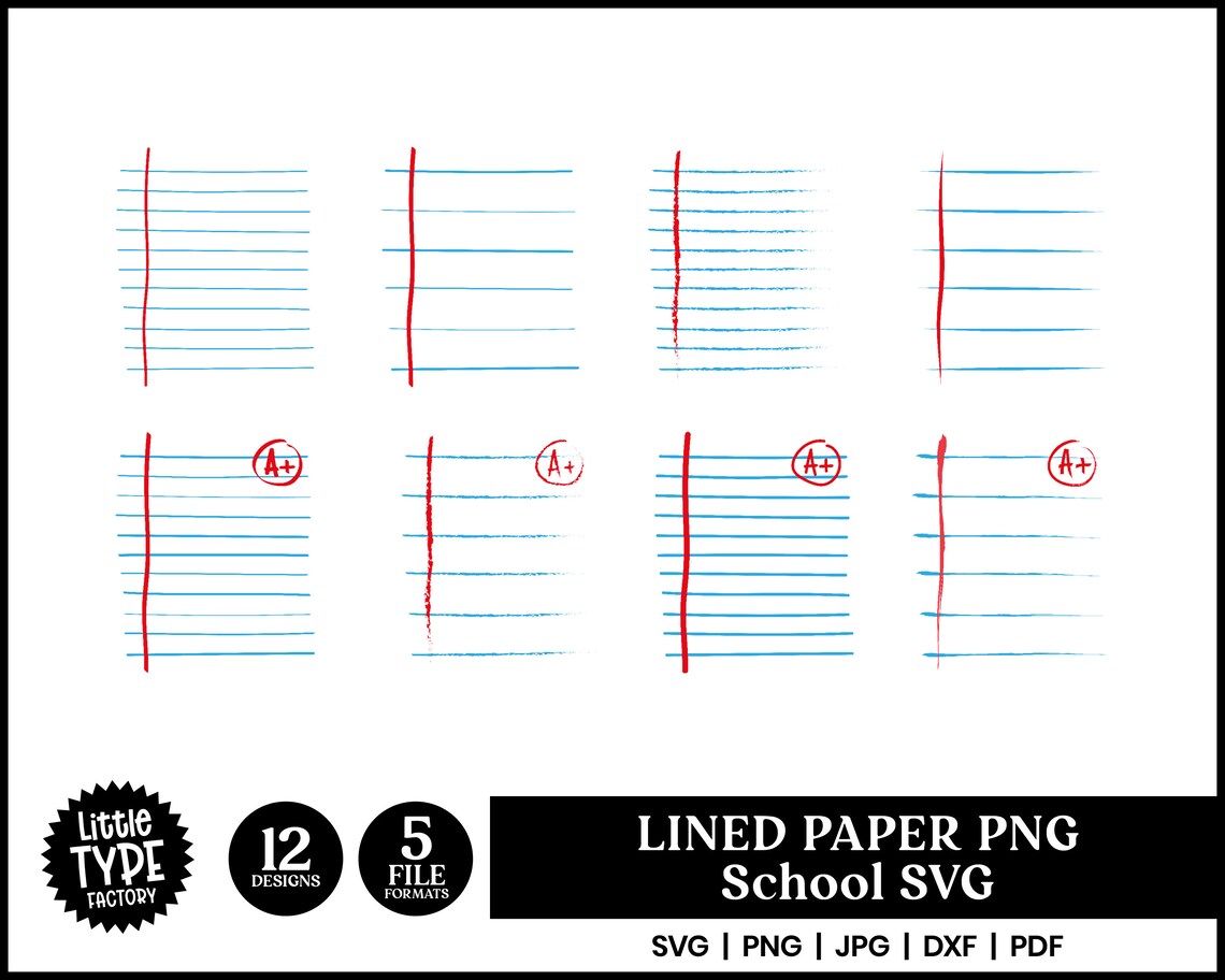 Lined Paper PNG School SVG - Etsy