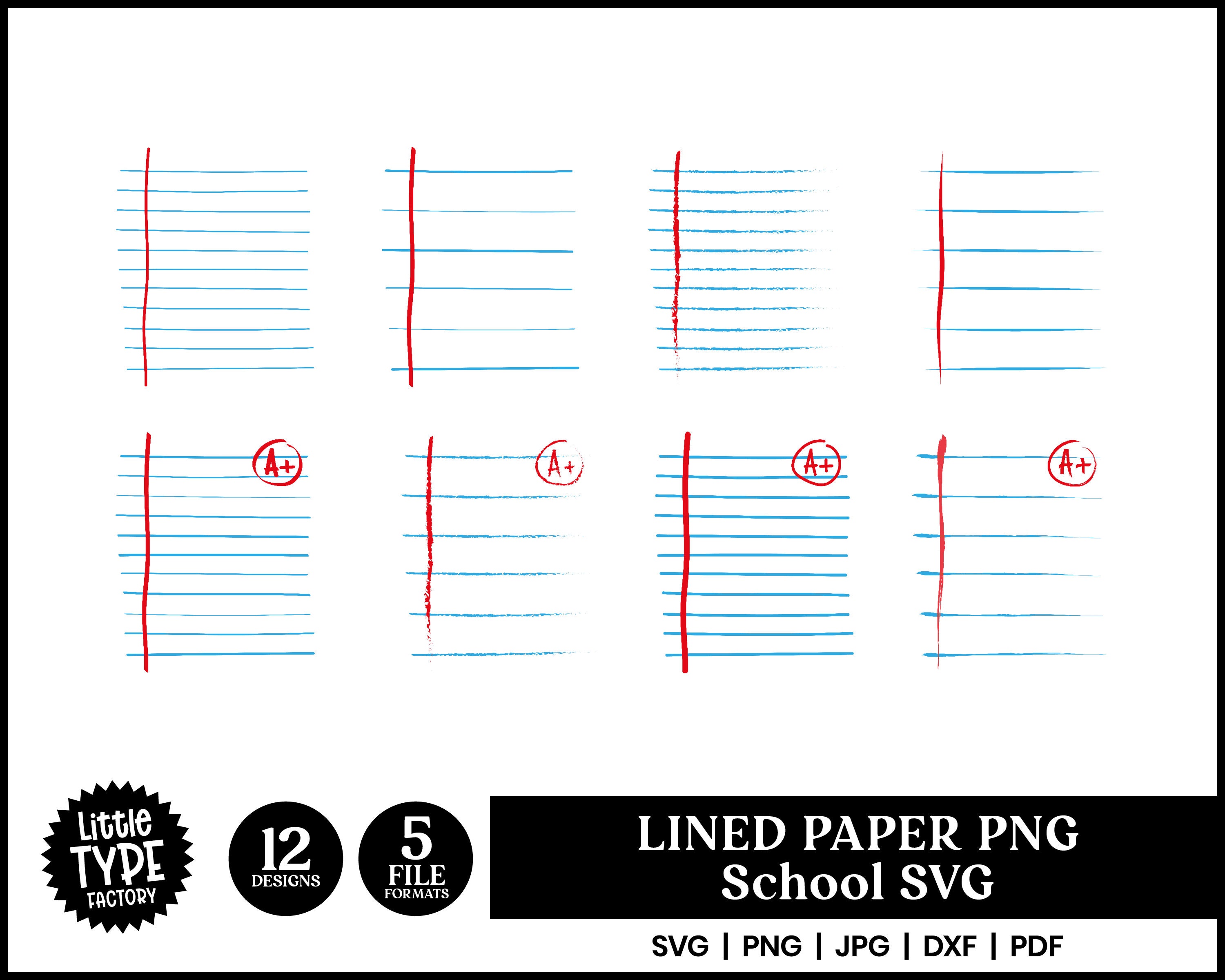 Lined Paper PNG School SVG - Etsy