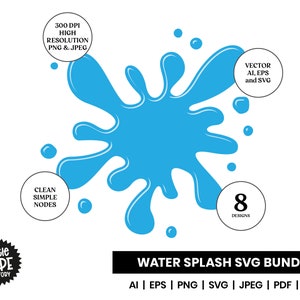 Water Splash SVG Clipart Set | Splash PNG Bundle - Etsy