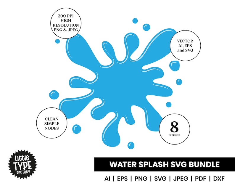 Water Splash SVG Clipart Set | Splash PNG Bundle - Etsy