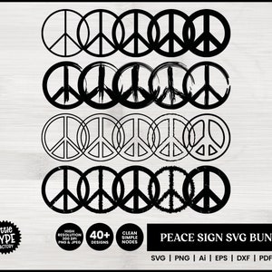 PEACE SIGN SVG Bundle | Peace Clipart Pngs - Etsy