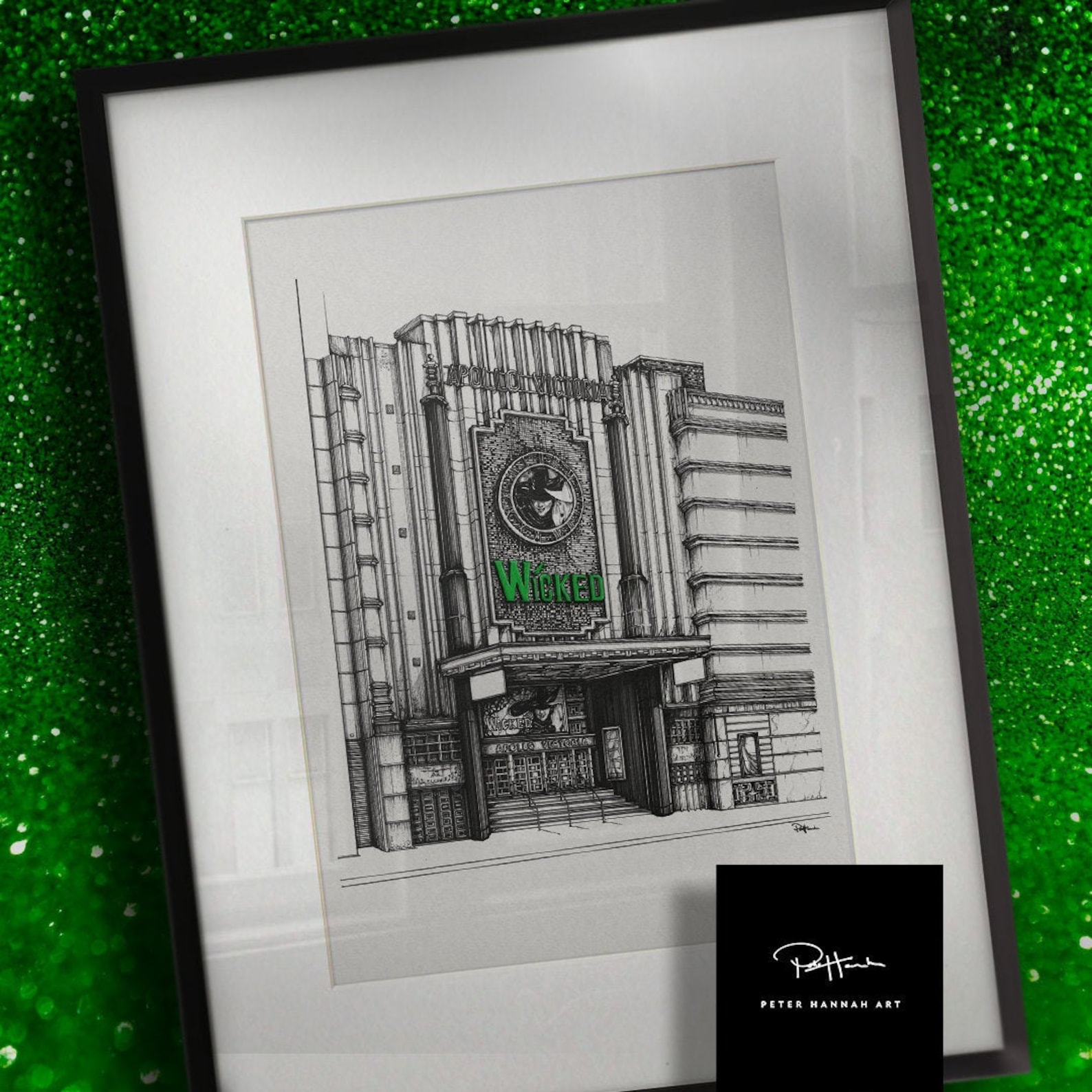 Wicked, Apollo Victoria Theatre, London West End, Hand-drawn ART PRINT ...