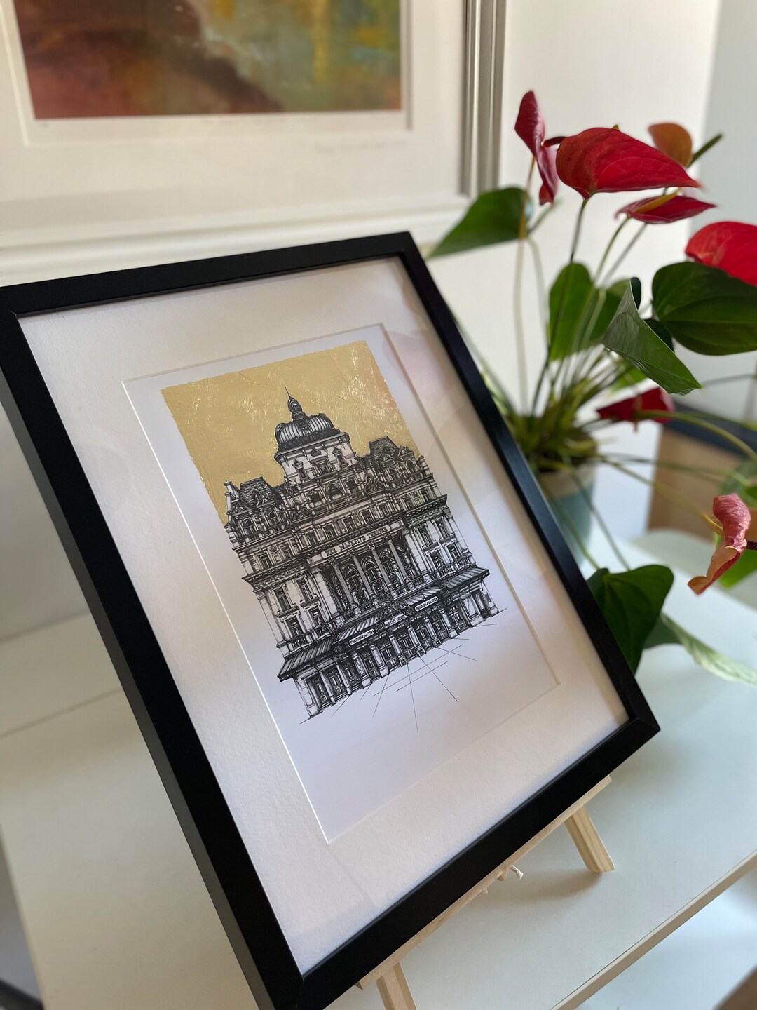 Framed, Hand Embellished Gold Leaf Art Print. West End Theatres ...