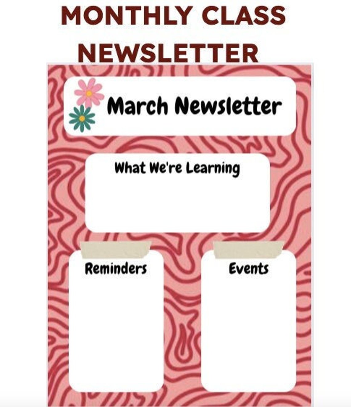 MONTHLY CLASS NEWSLETTER Template File for Teachers Printable and ...