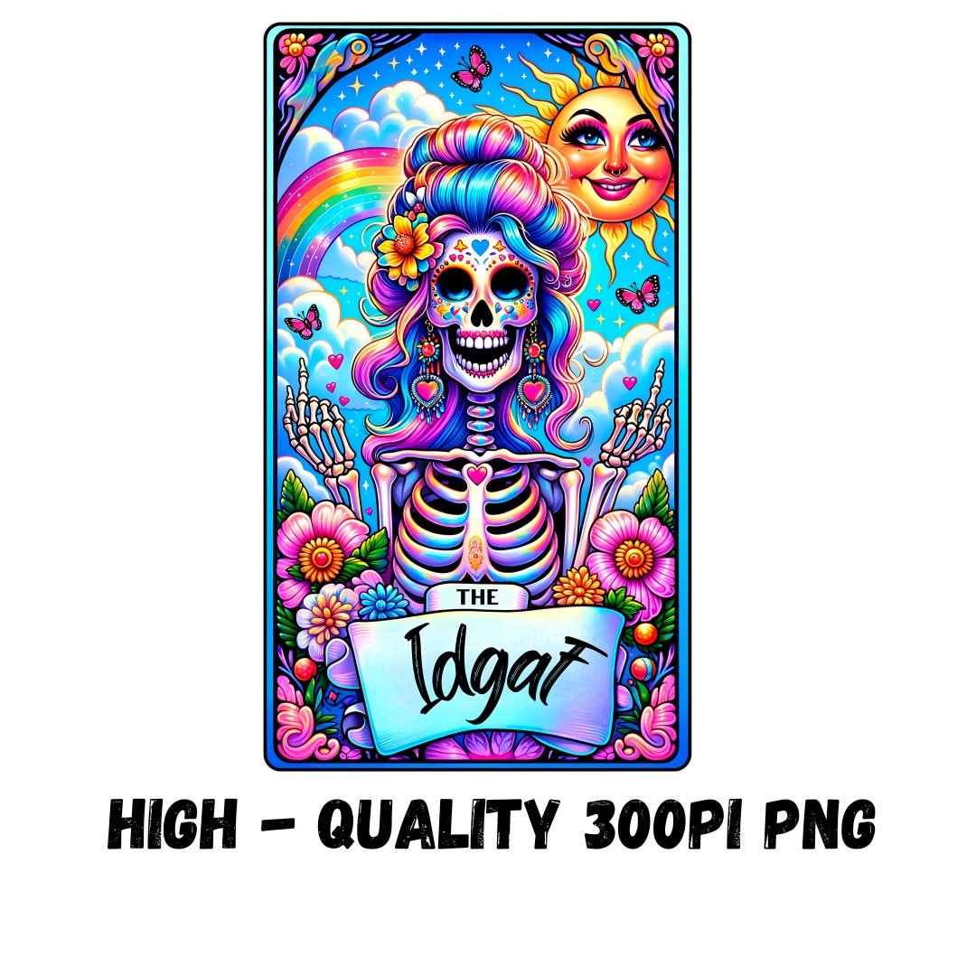 The IDGAF Funny Tarot Card PNG, Sarcastic Sweary Skeleton Skull Trendy ...