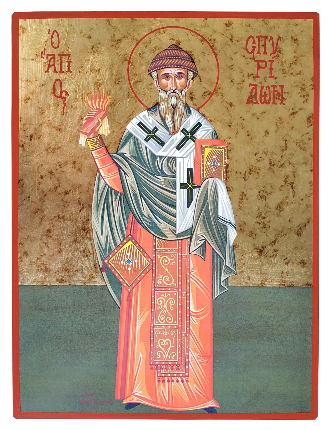 Saint Spyridon, Bishop of Tremithon, Cyprus, Full Body, Byzantine Icon ...