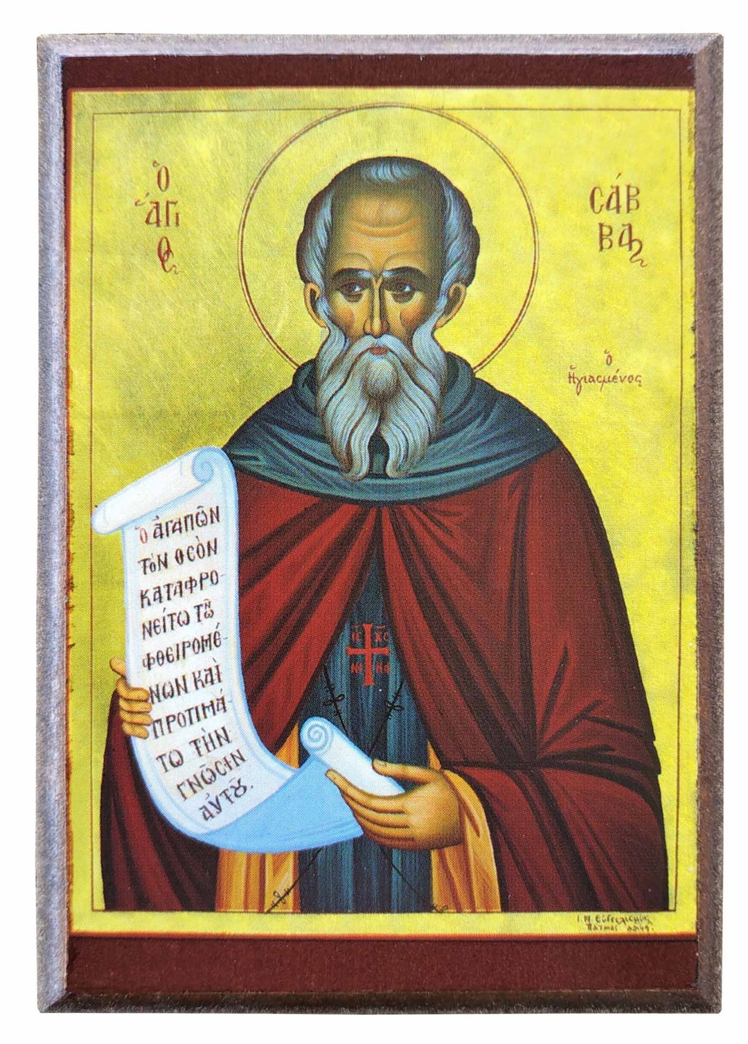 Saint Sabbas, the Sanctified, Byzantine Icon, Orthodox Icon, Handmade ...