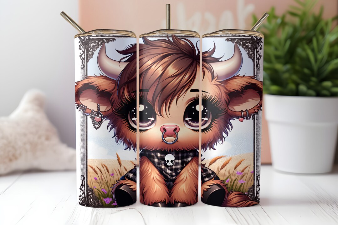 Punk Rock Highland Cow 20oz Skinny Tumbler - Etsy