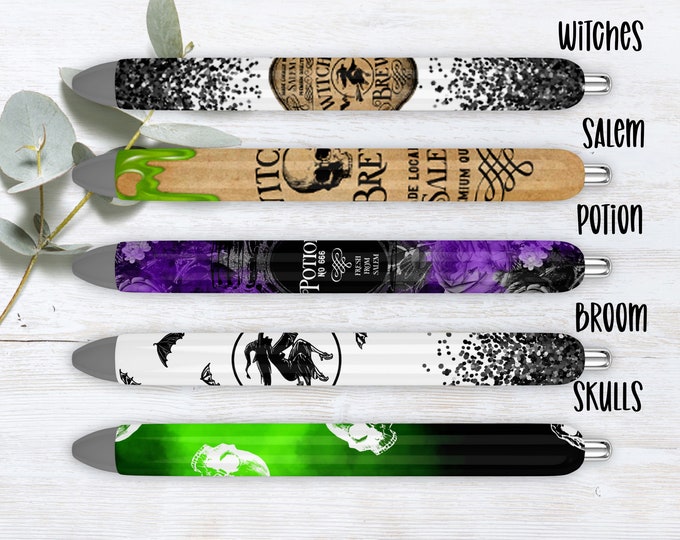 Purple Blue Floral Skull Pen / Skull Pen / Goth Pen / Skull and Flowers ...