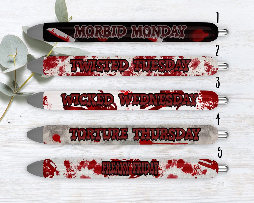 Days of the Week Horror Theme Refillable Retractable Gel Pen - Etsy