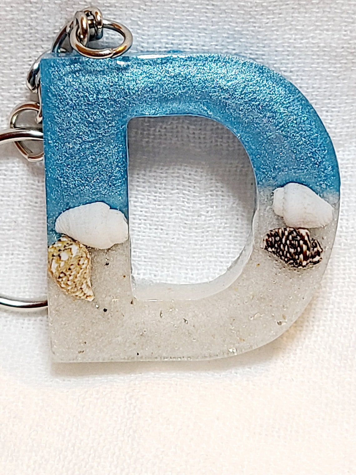 Letter D Keychain Beach Letter Keychain Resin Art Letter | Etsy