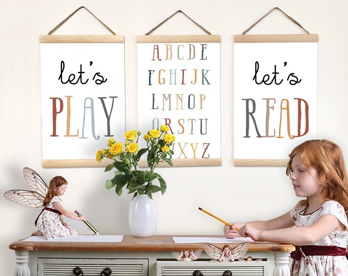 Alphabet Canvas Wall Hanging Alphabet Wall Decor Set of 3 | Etsy