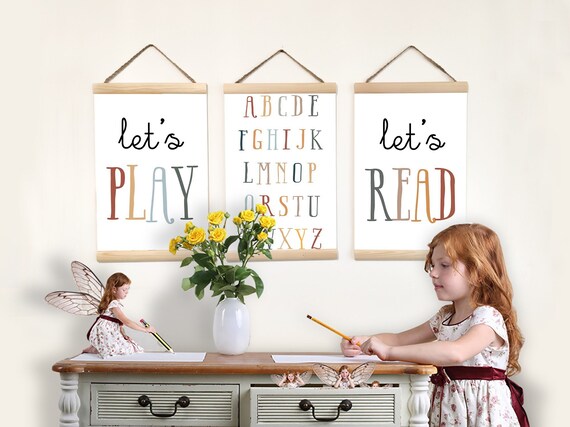 Alphabet Canvas Wall Hanging Alphabet Wall Decor Set of 3 | Etsy