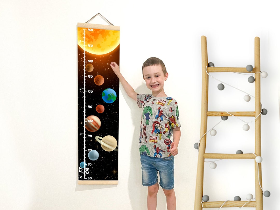 Space Growth Chart for Kids, Solar System Kids Art Wall Decor, Canvas ...