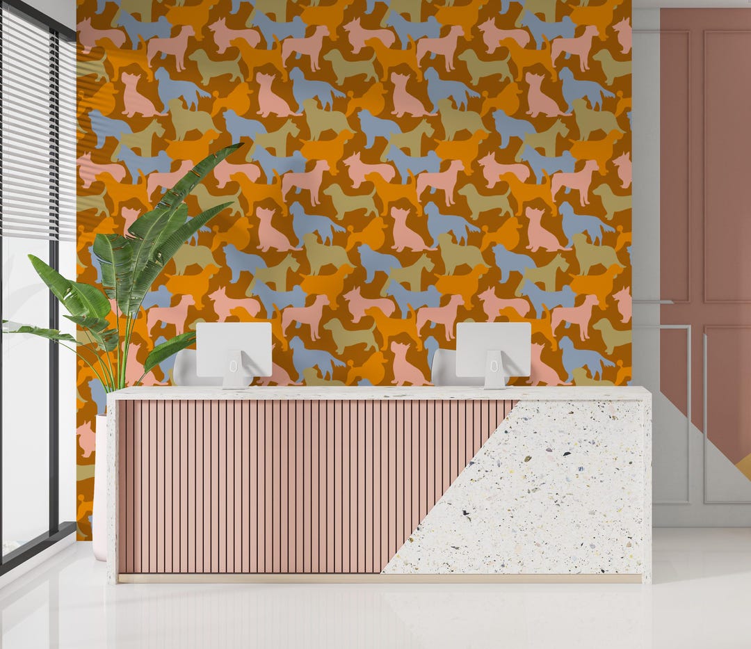 Removable Reception Dog Pattern Wallpaper for Grooming Salon, Self ...