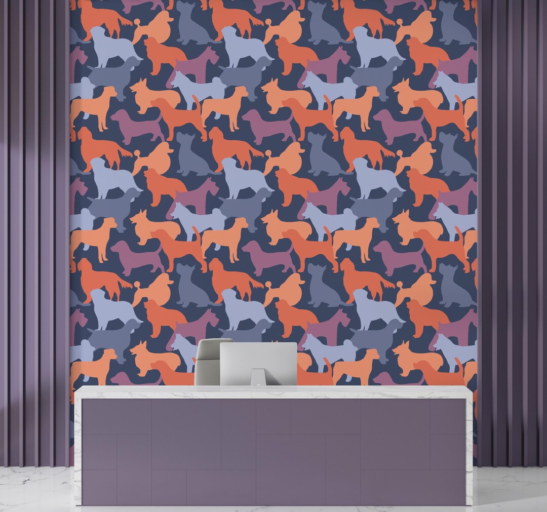Custom Dog Pattern, Vet Clinic Wall Art, Colorful Dog Breeds Design ...