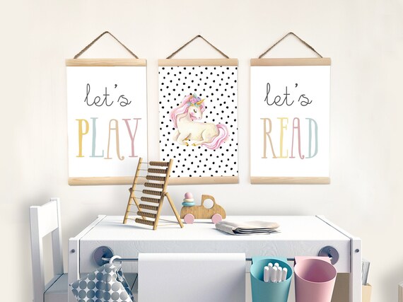 Nursery Wall Art Baby Room Canvas Set of 3 prints Watercolor | Etsy