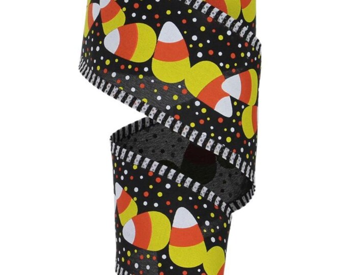 HALLOWEEN Ribbon | CANDY Corn Ribbon | WIRED | 2.5"x10 Yds | Black ...