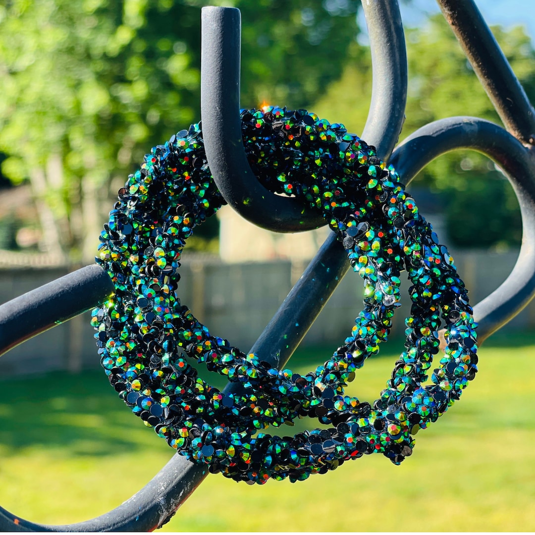 Glitter Rope | GLITTER Cord | Glitter Tubing | Black/green Rhinestones ...